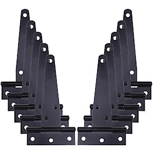 Angoily 10PCS T Strap Hinges 4 Inch, Black Gate Hinges for Wooden Fences,Barn Door Gate, Iron Rustproof Barn Door Hinge Shed Door Hinges