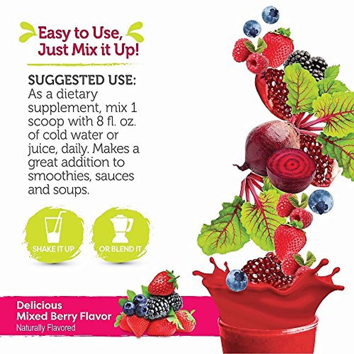 Healthy Delights Naturals, Organic Reds Probiotic’s Powder, Antioxidant Superfood, Naturally Boost Energy, Non-GMO, Delicious Mixed Berry Flavor, 30 Servings