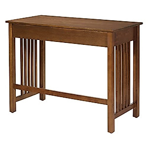 OSP Home Furnishings Sierra Writing Desk with Pull-Out Drawer and Mission Style Side Panels, Ash Brown