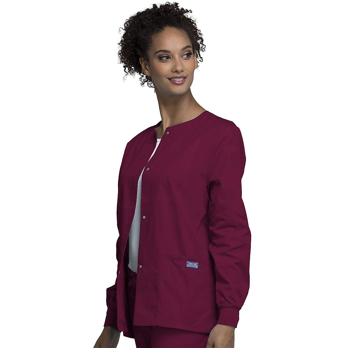 Cherokee Women's Warm Up Scrubs Jacket, Wine, Medium