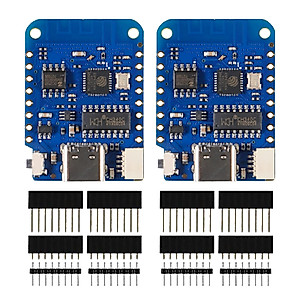 QCCAN 2pcs for WEMOS D1 Mini V4.0.0 Type-C USB WiFi Internet of Things Board Based ESP8266 4MB Compatible for Arduino MicroPython Nodemcu