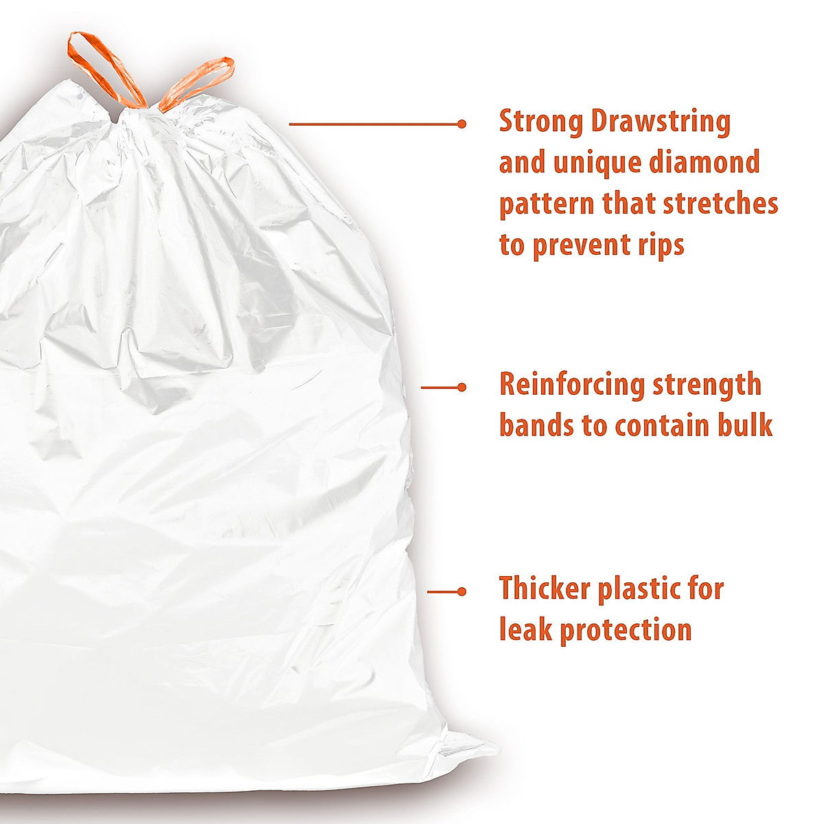 iTouchless 40 Count Tall Trash Bags, Fits 8 Gallon Garbage Can, Strong Bathroom Kitchen Bin Liners, for Rubbish Recycling Compost in The Home, Office, Clear