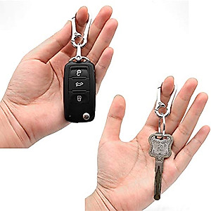 INFIPAR Multifunctional Car and Home Keychain Black Genuine Leather Key Chain and Metal Key Rings for Men Women, with 360 Degree Rotatable Snap Swivel and Anti-lost Screw