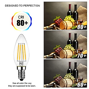 LVWIT B11 LED Edison Filament Bulb Dimmable 4.5W (60W Equivalent), E12 Candelabra Base 2700K Warm White Candle Light Bulb, UL-Listed (12 Pack)