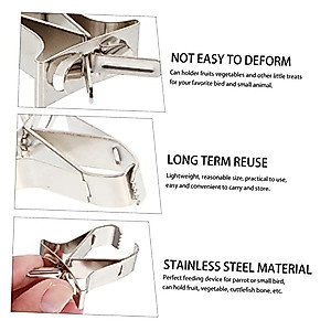 ORFOFE 6 Pcs Food Tongs Parrot Cage Food Clips Bird Foraging Toy Pet Supply Bird Vegetable Clip Hamster Feeder Clips Hamster Food Holder Clips Bird Cage Food Clips Silver Stainless Steel