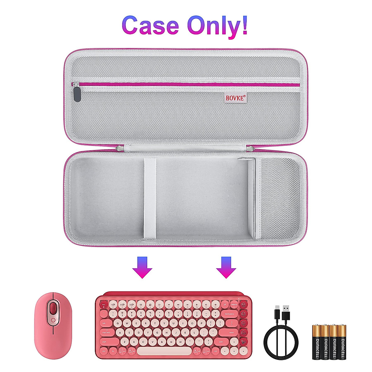 BOVKE Hard Carrying Case Waterproof Storage Holder Carrier, Rose