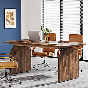 Tribesigns 63-inch Conference Room Table for 4-6 Person, Retro 5.2 ft Small Rectangle Meeting Room Table, Rustic Wood Seminar Table