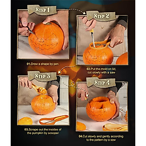 Zuacs Halloween Pumpkin Carving Kit,Professional Stainless Steel Craft Tools for Halloween Decoration Jack-O-Lanterns,2024 New Pumpkin Carving Set For Kids Or Adults,Pumpkin Decorations Tools