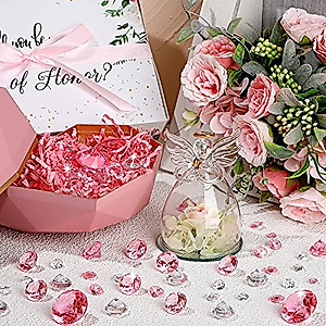 Hicarer 800 Pieces Diamond Decorations Acrylic Diamond Table Scatter Crystals for Table for Vase Fillers Party Table (Clear, 12mm, 8mm, 6mm, 3mm, 2mm)