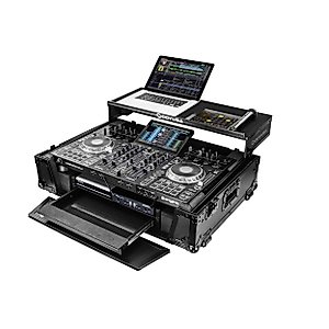 ODYSSEY FZGSPRIME4W2BL Denon Prime 4 Black Flight Case with Patented Glide Laptop Platform & 2U Rack Spaces