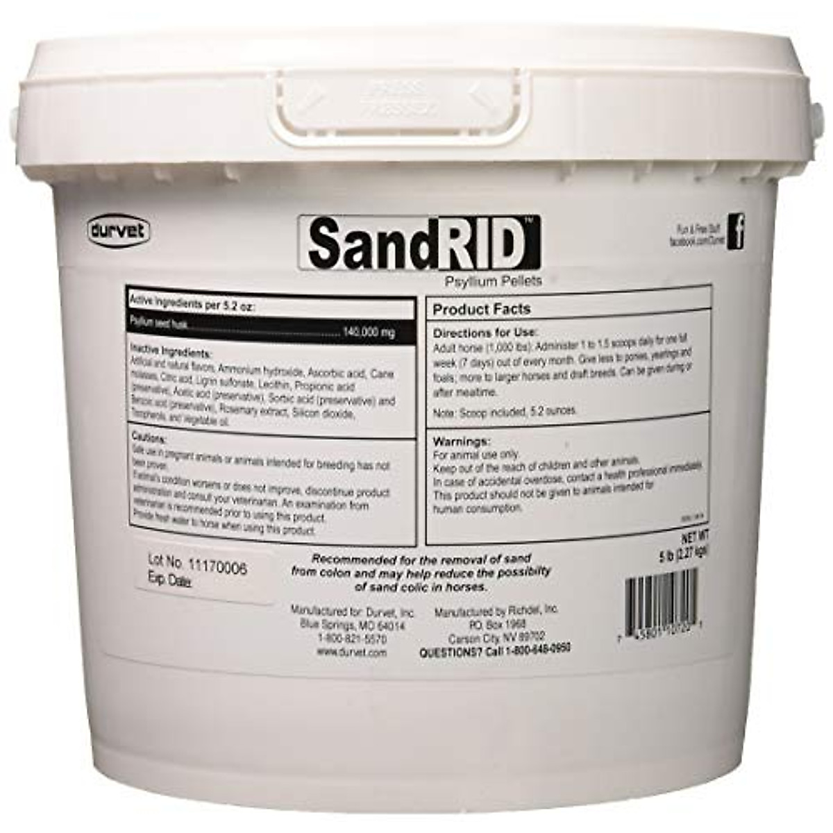 Durvet 699627 Sandrid Psyllium Pellets, 5 Lb, 5 Pound (Pack of 1)