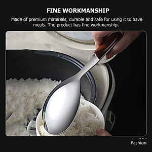 HEMOTON Rice Paddle Spoon 2Pcs Rice Paddle Rice Spoon Stainless Steel Rice Serving Spoon Rice Scooper Non- stick Rice Spatula Rice Server Spoon