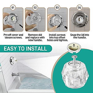 2Pcs Faucet Handle for Delta RP2391 - Single Clear Knob Handle Kit with Offset Hole for Shower/Tub, 2-1/2" x 2-1/8" Shower Knob Replacement for Delta Faucet RP2391 with Set Screw