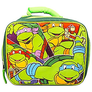 Teenage Mutant Ninja Turtles Mini Backpack with Lunch Box Set - Bundle with 11” TMNT Backpack, Lunch Bag, Stickers, More | TMNT Backpack for Toddler Boys