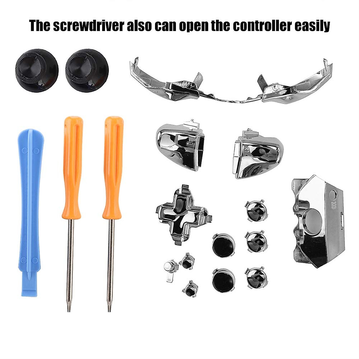 Colorful Screwdriver Set Elite Replacement LB RB Bumpers Buttons with Tools For One Elite Controller(Silver) [video game]