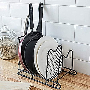 XJJZS Pot Rack - Putting The Lid Rack Board Kitchen Household Tableware Storage Rack Wrought Iron
