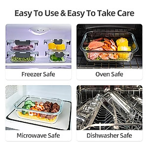 YARYOUNG 12 Pack Glass Food Storage Containers with Lids, Glass Meal Prep Containers, Airtight Glass Lunch Bento Boxes, BPA Free & Leak Proof