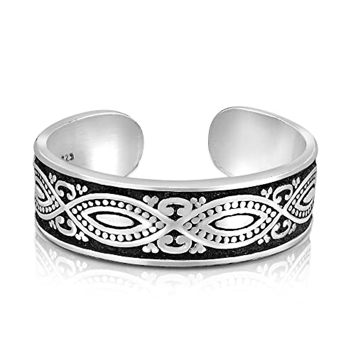 AeraVida Sleek Unisex Balinese Marquise Design Sterling Silver Long Toe or Pinky Ring, 0.20 inch