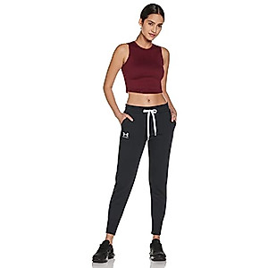 Under Armour womens Rival Fleece Joggers , Black (001)/White , Large