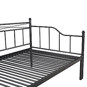 SOFTSEA Twin Size Metal Daybed with Trundle, Heavy Duty Daybed with Pop Up Trundle for Teens Adults Guests, Extendable Daybed Twin to King Size, No Box Spring Needed (Black)