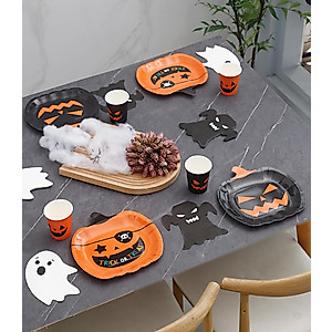 Halloween Plates and Napkins Party Supplies - Serves 24 - Pumpkin Plates and Cups Halloween Napkins for Halloween Birthday Decorations Kids Paper Plates Halloween dinnerware set