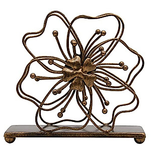 OwlGift Flower Style Napkin Holder, Freestanding Tissue Dispenser, Dining Table Napkin Storage for Home Kitchen Restaurant Picnic Party Wedding Housewarming – Bronze