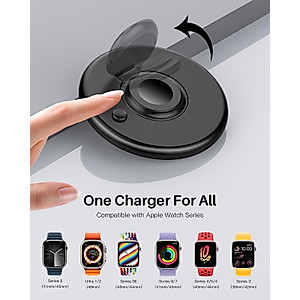 LLYZZ Upgraded for Apple Watch Charger, Portable Magnetic iWatch Charger with Charging Cable,Foldable Fast Watch Charger Stand for Apple Watch Series 9/8/7/6/5/4,SE,Ultra 2[Nightstand Mode]-Black