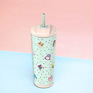 Zak Designs Squishmallows Straw Tumbler for Travel or At Home, 24oz Stainless Steel with Vacuum Insulation and Non-Skid Base (Squishmallows)