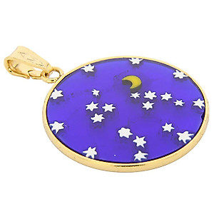 Glass Of Venice Murano Glass Millefiori Pendant Starry Night in Gold-Plated Frame 7/8"