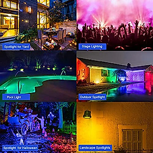 Tsanhoo Spot Lights Outdoor, 15W Waterproof Spotlights for Yard, RGBW Outdoor Spotlight,Low Voltage Landscape Lights, Intelligent Dimming APP Control Outdoor Led Spotlight (Without Remote Control)