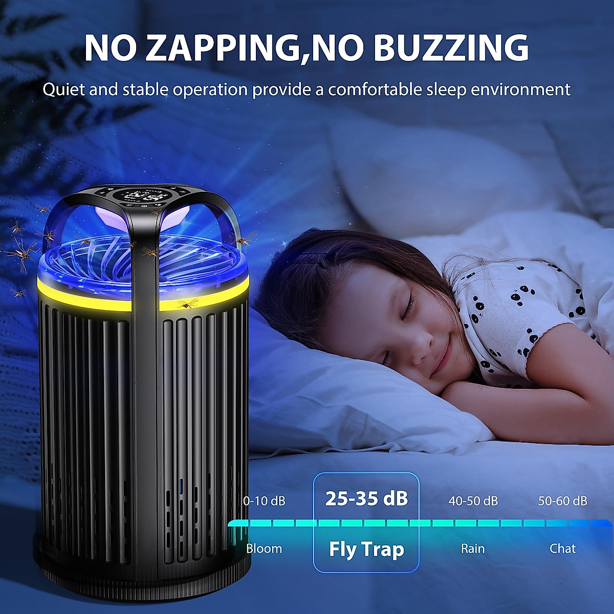 Fruit Fly Traps for Indoors, Upgraded Indoor Fly Trap with UV＆Blue Bug Light,Gnat Traps for House Indoor Bug Zapper Flying Insect Trap for Fruit Flies, Gnats,Plants Moths with 10 PCS Refill (Black)