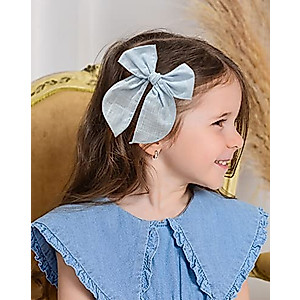 doboi 20PCS Fable Bows 4.5 Inch Hair Bows Clips Baby Girls Hair Clips Cotton Linen Bows for Girls Solid Color Hair Accessories for Baby Toddlers Kids