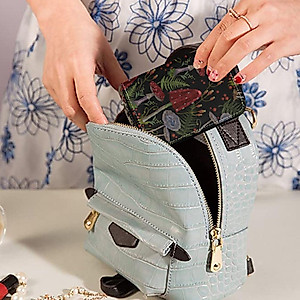 Sletend Mushrooms Gothic Style RFID Credit Card Holder Leather With Zipper Card Case Wallet for Women Girls