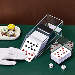 Honoson Blackjack Shoe and Discard Tray Clear Acrylic Blackjack Dealing Shoe Card Dispenser for Playing Cards Discard Holder Trays for Game Poker Accessories(4 Deck)