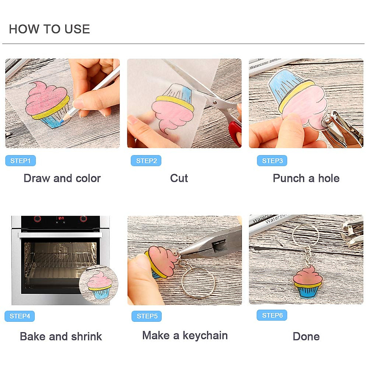 Auihiay 100pcs Mini Shrink Plastic Sheets for Kids, Sanded Shrink Films Papers, Creative Crafts for Kids of All Ages, Mothers Day Gifts for Mom Christmas Ornament, 3 x 2 inch / 7.5 x 5 cm