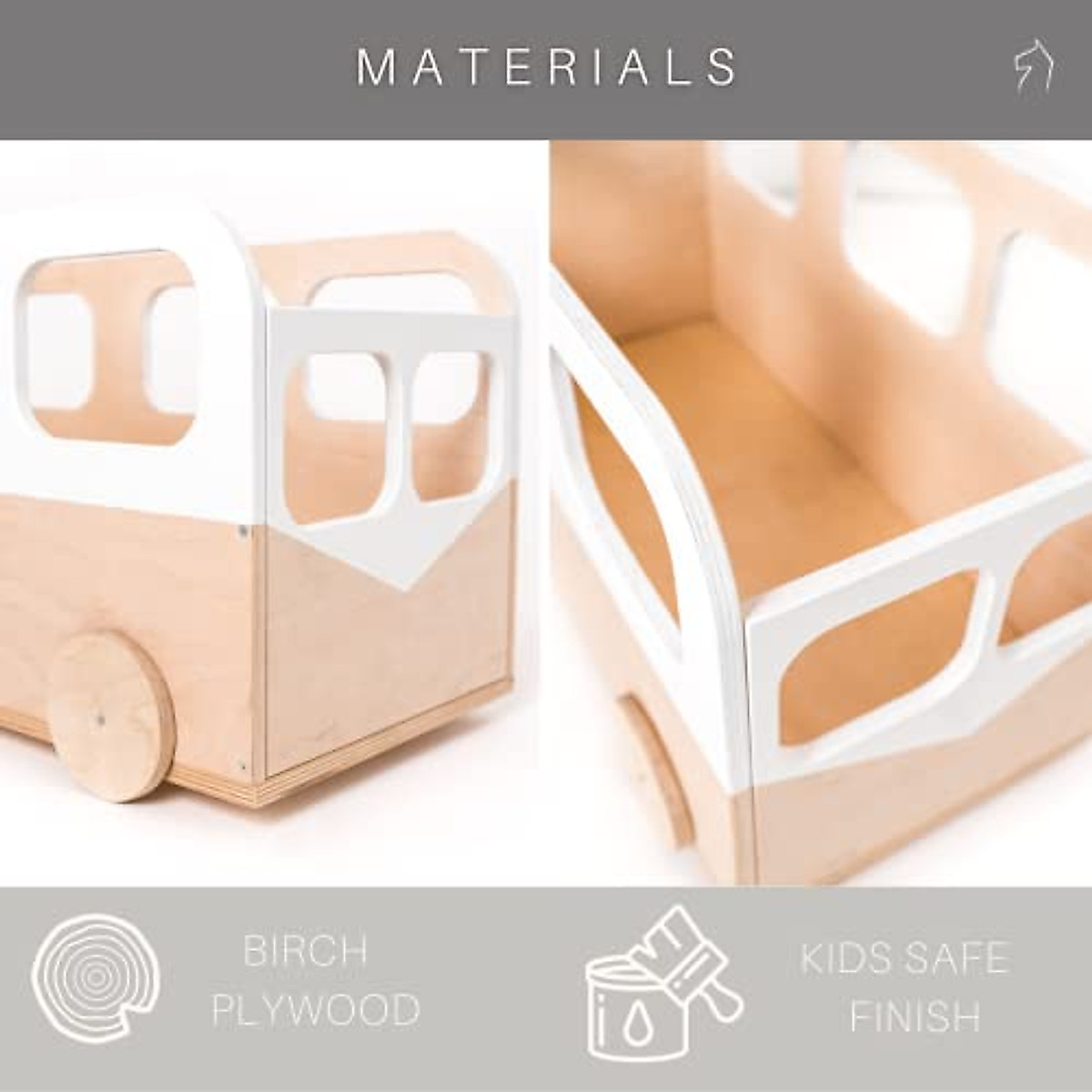 EWART WOODS Wooden toy box with wheels Kids storage book bin nursery bookshelf baby room furniture bookcase organizer on wheels