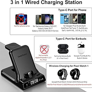 SwanScout 3 in 1 Charging Station for Google Pixel Watch 1, SwanScout 701G, 25W Fast Type-C Wired Charger Stand for Google Pixel 8 Pro/8a/8/Fold/7a/7/7 Pro/6/6 Pro/6a/5/5a/4a, Pixel Buds Pro/A-Series