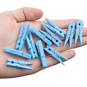 Jdesun 50 Pieces Photo Clips,Mini Plastic Picture Paper Clip Clothespins Peg for Office,Home,Arts(Blue)