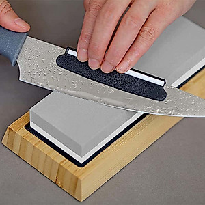 Sharpening Stone Set for Knife Wet Stone Sharpening Kit, Water Stone for Sharpening Knives 4 Side Grit Whetstone 400/1000 3000/8000 Kitchen Knives Sharpeners-Non-Slip Bamboo Base,Gloves,Honing Guide