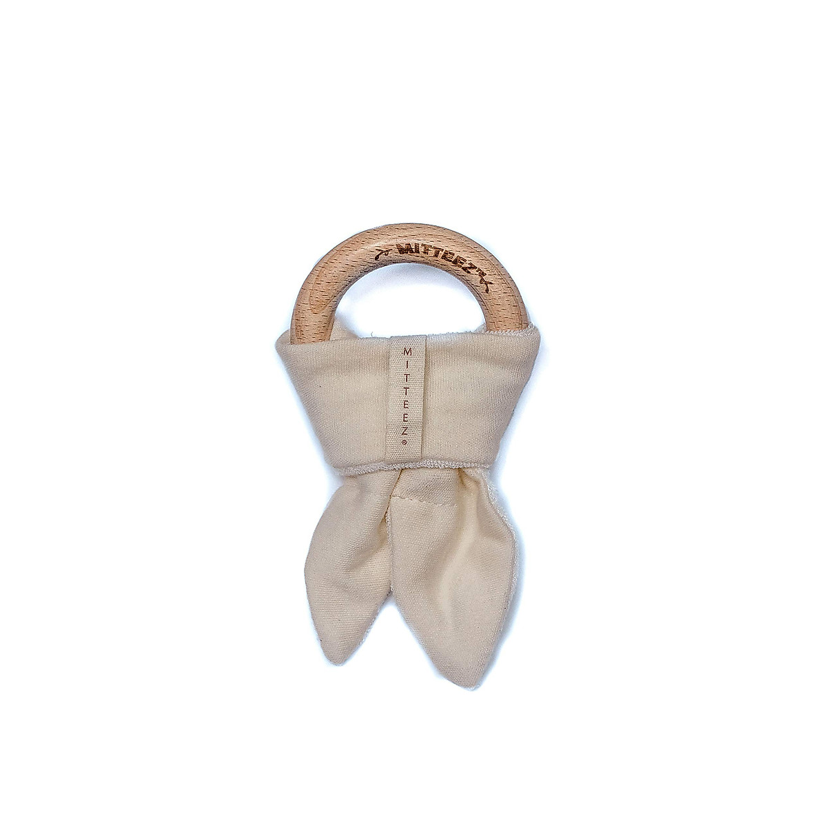 MITTEEZ Wood Baby Organic Wooden Teether with Absorbent Cloth (Natural)