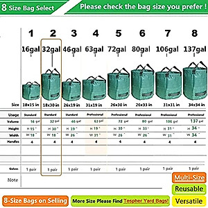 Standard 2-Pack 32 Gallon Yard Garden Bags (D18, H30 inch) with Gardening Gloves, Campsite Trash Bags,Laundry Bag,Recycling Bag,Yard Waste Bags,Lawn Debris Bag,Grass Clippings Bags,Leaf Bags 4 Handles