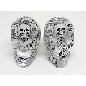 Clear Skull Door Knobs Drawer Knobs with Mini Skull Beads (Set of 2)