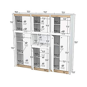 Inval Galley 3-Piece Kitchen Storage System, White and Vienes Oak