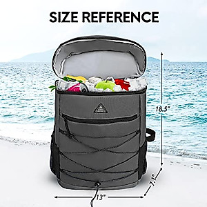 Haimont Cooler Backpack Insulated Waterproof Hiking Ice Chest Bag 24 Can Cooler Beer Leakproof Lunchbox for Beach Camping Fishing Picnic Outdoor, Grey
