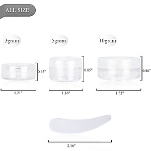 25PCS 5 Gram Sample Containers, 5ml Empty Jars with Lids, Small Cosmetic Containers, Mini Sample Jars with 2PCS Mini Spatulas for Make Up, Oils, Lotion, Powder, Paint, Jewelry, Lip Balms(Clear Lid)