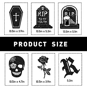 Older Wiser Hotter Banner Funny Black Party Decorations for Women Men Glitter Gothic 30th 40th 50th 60th Birthday Banner Funeral 30th Birthday Party Supplies