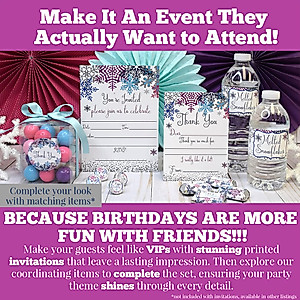 Winter Snowflake Birthday Party Invitations, set of 20 5x7 Fill In Cards with Twenty White Envelopes by AmandaCreation