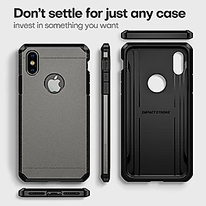 ImpactStrong Compatible with iPhone X Case/iPhone Xs Case, Heavy Duty Dual Layer Protection Cover Heavy Duty Case Designed for iPhone X/Xs 5.8 inch (2018) - Gun Metal