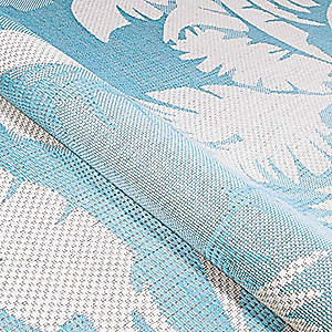 Couristan Monaco Coastal Flora Indoor/Outdoor Machine Made Area Rug, 2' x 3'7", Ivory/Turquoise