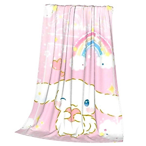 Cinnamoroll Kawaii Blanket Cute Anime Puppy Wink Throw Blanket for Girl Super Soft Flannel Bedding Set Couch Couch WPS Bed Blanket 50x40 Inch